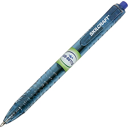 SKILCRAFT Ballpoint Pens Pack Of 12 Medium Point Transparent Blue ...