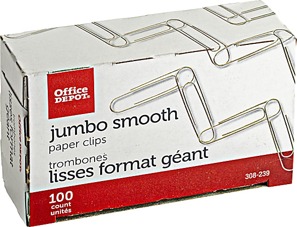 Office Depot® Brand Paper Clips, Jumbo, Silver, Pack Of 10 Boxes, 100 ...