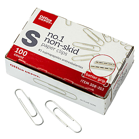 Office Depot Brand Non Skid Paper Clips No. 1 Small Silver Pack Of 10 ...