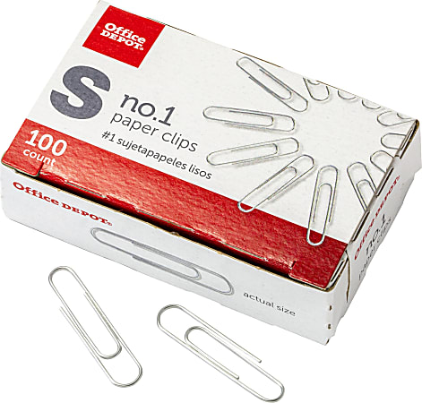 Office Depot Brand Paper Clips No. 1 Small Silver Pack Of 10 Boxes 100 ...