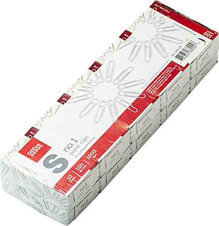 Office Depot Brand Paper Clips No. 1 Small Silver Pack Of 10 Boxes 100 ...