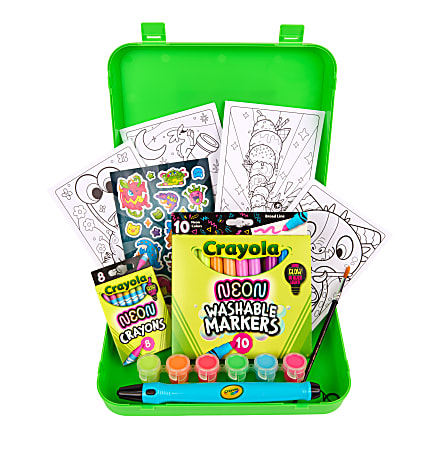 Crayola Neon Art Case 50pcs Neon Paint Neon Markers Crayons Kids Glow ...