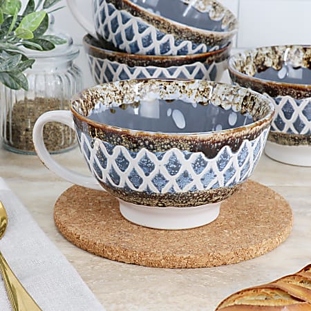 Meritage Otis 6 Piece Soup Bowl With Handle Set 27 Oz Gray - Office Depot