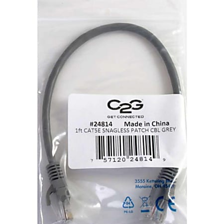 C2G 5ft Cat5e Ethernet Cable Snagless Unshielded UTP Gray Category 5e ...
