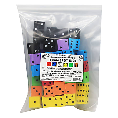 Koplow Games Foam Spot Dice 1 Assorted Colors Bag Of 50 - Office Depot