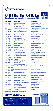 First Aid Only 3 Shelf First Aid Station With Medications White 676 ...