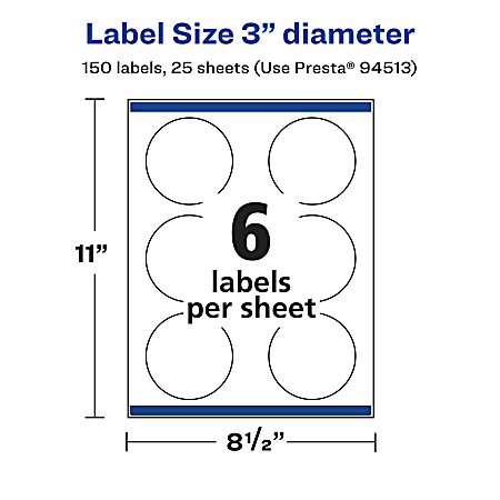 Avery Permanent Labels With Sure Feed 94513 WMP25 Round 3 Diameter ...