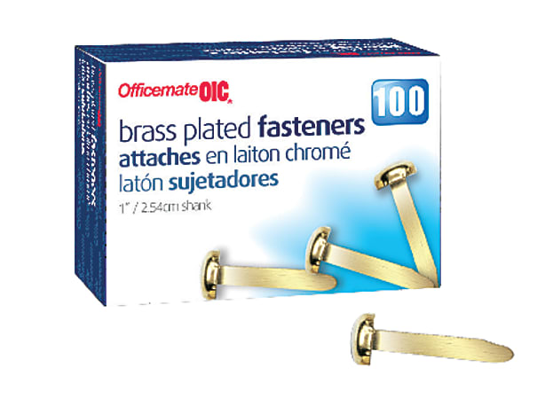 OIC Brass Plated Paper Fastener No. 4 1 Box Of 100 - Office Depot