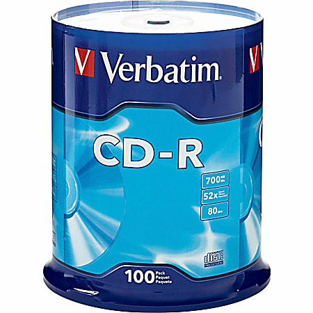 Verbatim CD R Recordable Media Spindle 700MB80 Minutes Pack Of 100 ...