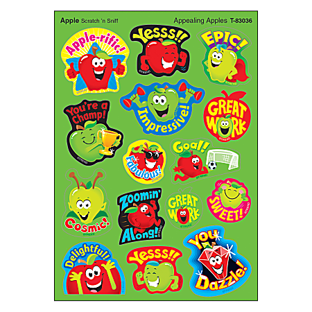 Trend Stinky Stickers Mixed ShapesApple 60 Stickers Per Pack Set Of 6 ...
