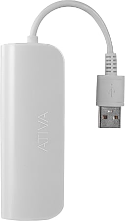 Ativa® 4-Port USB 2.0 Hub, 8.1"H x 3"W x 1.2"D, Silver, 58569