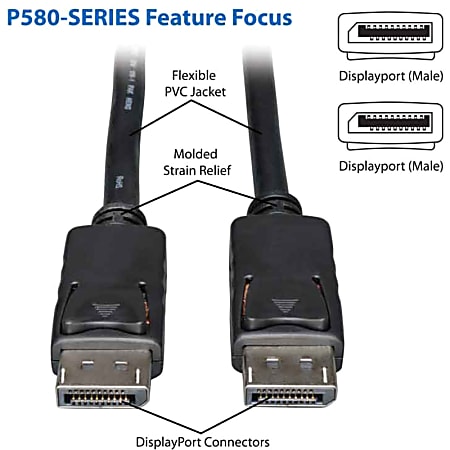 Tripp Lite 20ft DisplayPort Cable with Latches Video Audio DP 4K x 2K ...