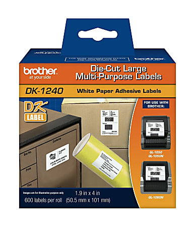 Brother DK1240 Paper Labels 4 x 2 White Pack Of 600 - Office Depot
