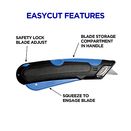 Cosco EasyCut Self Retracting Blade Safety Cutter BlackBlue - Office Depot