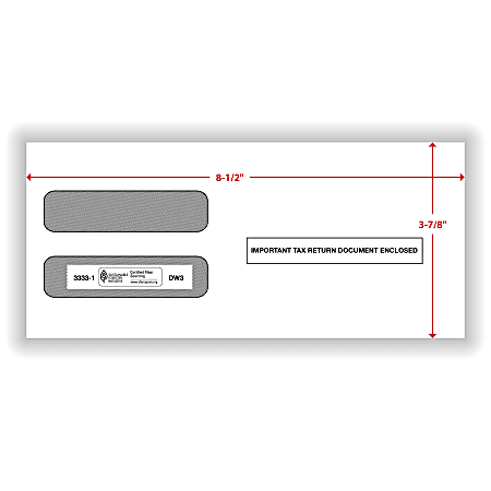 ComplyRight Double Window Envelopes For W 2 52105211 Tax Forms 3 78 x 8 ...