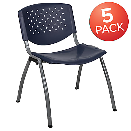 Flash Furniture HERCULES Series Plastic Stack Chairs Blue Set Of 5 ...