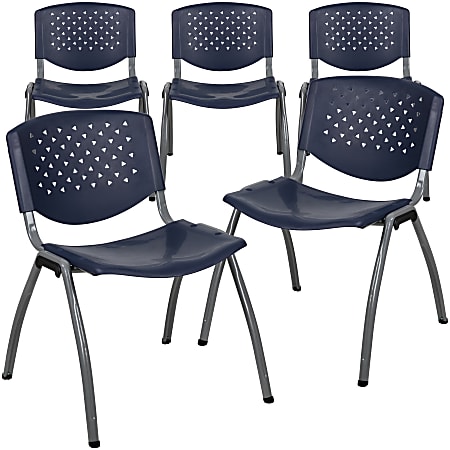 Flash Furniture HERCULES Series Plastic Stack Chairs Blue Set Of 5 ...