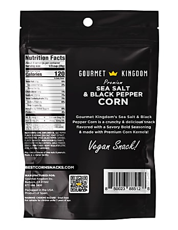 Gourmet Kingdom Corn Snacks Sea Salt And Black Pepper - Office Depot