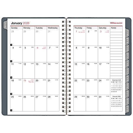 Office Depot Brand Weekly Monthly Appointment Book 5 x 8 Silver January ...
