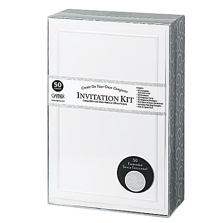 Gartner Studios Invitation Kit White With Pearl Border 5 12 x 8 12 Box ...