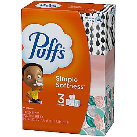 Puffs Basic 2 Ply Facial Tissues White 180 Tissues Per Box Case Of 3 ...