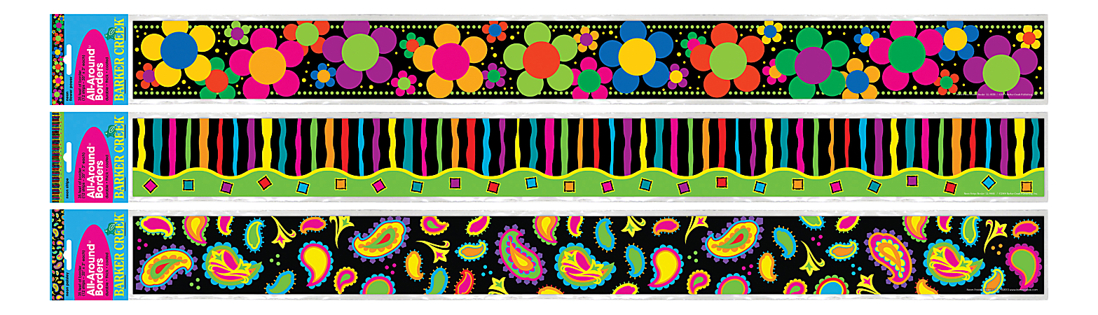 Barker Creek Straight Trim Border Sets 3 x 35 Neon Pre K To College ...