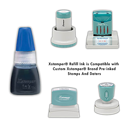 Xstamper Pre Inked Stamp Re Inking Fluid 10 ml Blue Ink - Office Depot