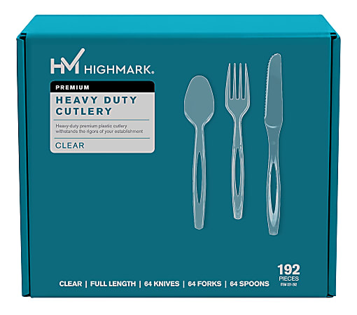 Highmark Heavy Duty Plastic Cutlery Clear Pack Of 192 Utensils - Office ...