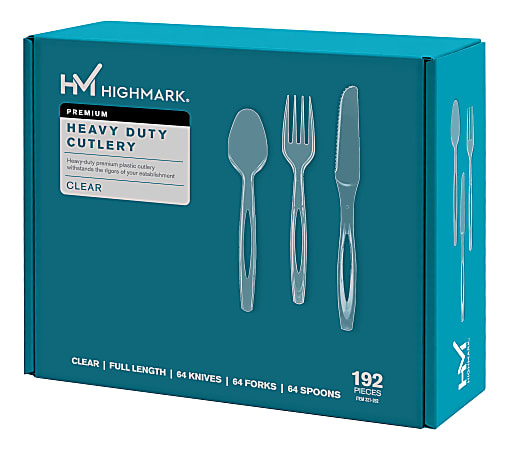 Highmark Heavy Duty Plastic Cutlery Clear Pack Of 192 Utensils - Office ...