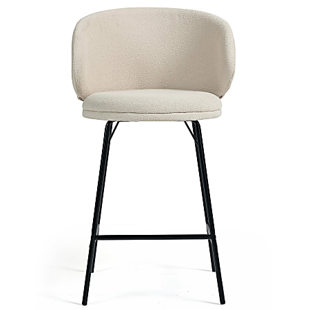 Glamour Home Baxter Fabric Counter Height Stools With Back White Set Of ...