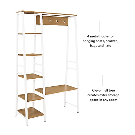 Linon Anson Hall Tree 69 13 H x 42 12 W x 15 14 D WhiteAsh - Office Depot