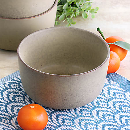 Our Table Landon 6 Piece Round Stoneware Bowl Set 5 12 Toast - Office Depot