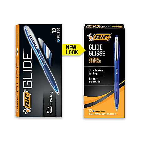 BIC Glide Retractable Ballpoint Pens Medium Point 1.0 mm Clear Barrel ...