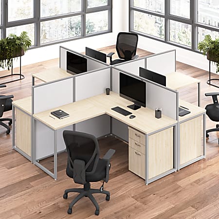 Bush Business Furniture Easy Office 60W 4 Person L Shaped Cubicle Desk ...