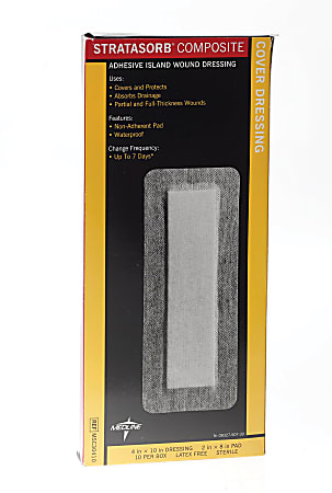 Stratasorb Composite Island Dressings 4 x 10 White Box Of 10 - Office Depot