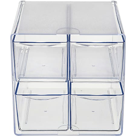 Deflecto Stackable Cube With 4 Drawers 6 H x 6 W x 7 18 D Clear ...