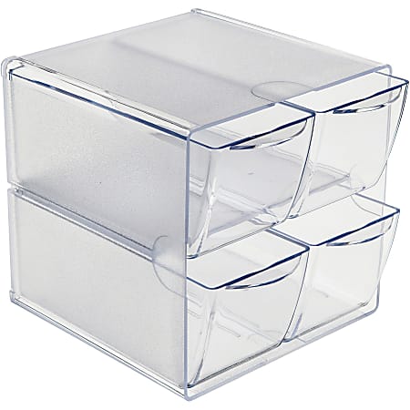 Deflecto Stackable Cube With 4 Drawers 6 H x 6 W x 7 18 D Clear ...