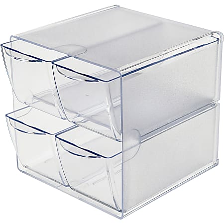 Deflecto Stackable Cube With 4 Drawers 6 H x 6 W x 7 18 D Clear ...