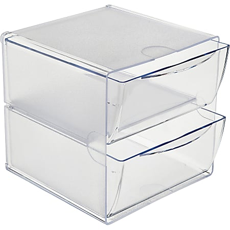Deflecto Stackable Cube With 2 Drawers 6 H x 6 W x 7 18 D Clear ...