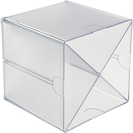 Deflecto Stackable Cube With X Divider 6 H x 6 W x 6 D Clear - Office Depot