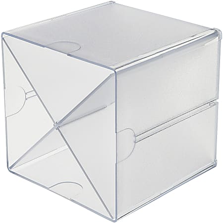 Deflecto Stackable Cube With X Divider 6 H x 6 W x 6 D Clear - Office Depot