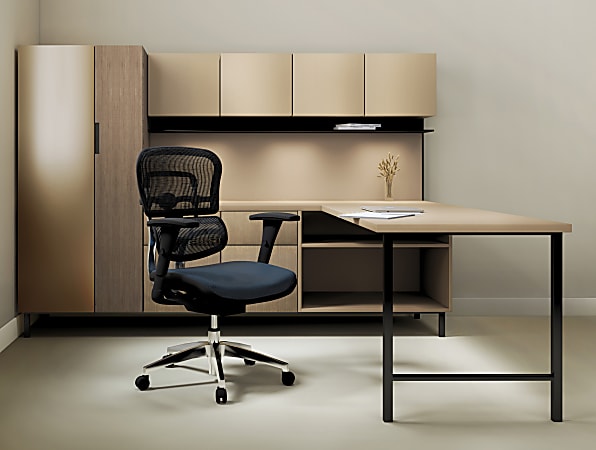 WorkPro 12000 Series Ergonomic MeshAntimicrobial Vinyl Mid Back Chair NavyBlack BIFMA Compliant Office Depot