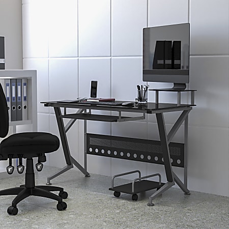 Flash Furniture 48 W Contemporary Glass Computer Desk Black - Office Depot