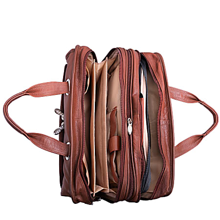 McKlein River West Leather Laptop Case Brown - Office Depot