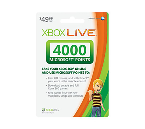 Microsoft Xbox 360 Live 4000 Point Card - Office Depot