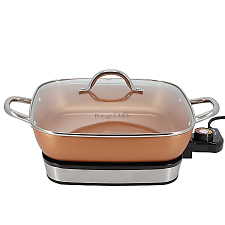 MegaChef Electric Fry Pan With Copper Coating 5 H x 11 1316 W x 11 1316 ...