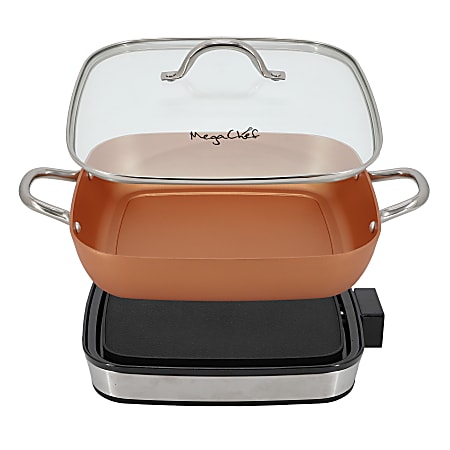MegaChef Electric Fry Pan With Copper Coating 5 H x 11 1316 W x 11 1316 ...