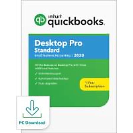 Intuit QuickBooks Desktop Pro Standard 2020 1 User 1 Year Subscription ...