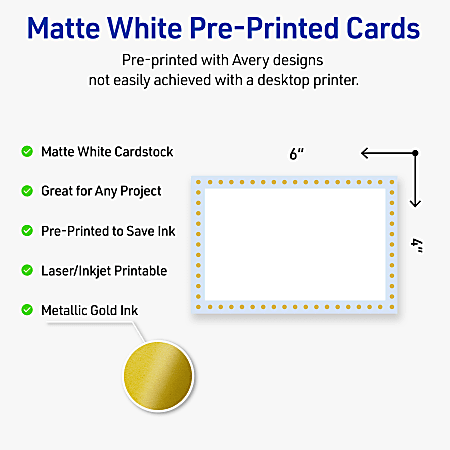 Avery Printable Postcards With Sure Feed Technology 4 x 6 Matte White ...