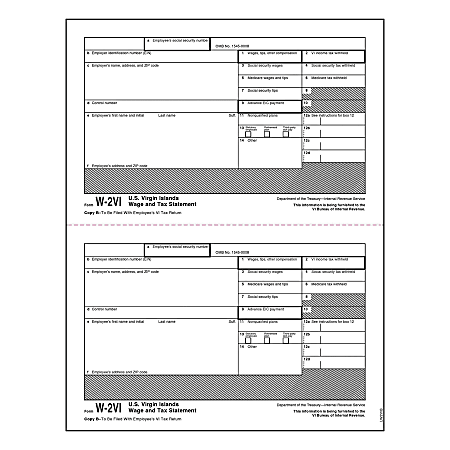W 2 Wage And Tax Statement American Virgin Islands Copy B 30percent ...